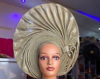 African Gele Ofi for Women, Nigerian Traditional Bridal Aso Oke Hats ...