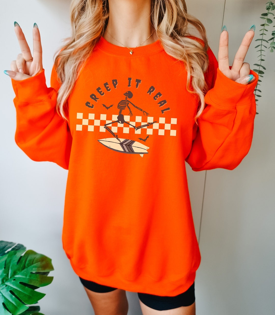 Creep It Real Dancing Skeleton Halloween Clothes Skeleton Crewneck ...