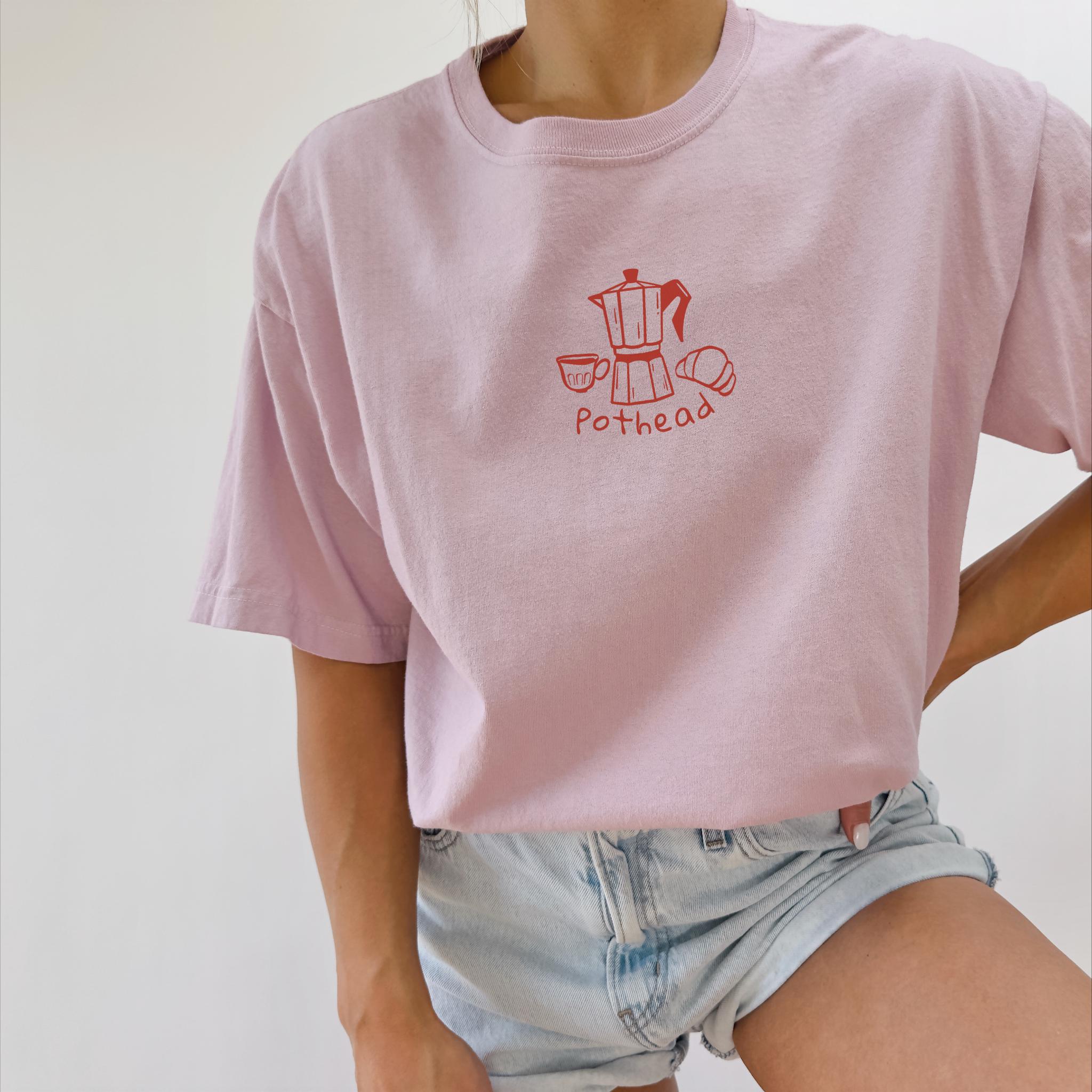 Moka Pot Pothead Coffee Shirt Tomato Girl Summer Croissant Punny Shirt ...