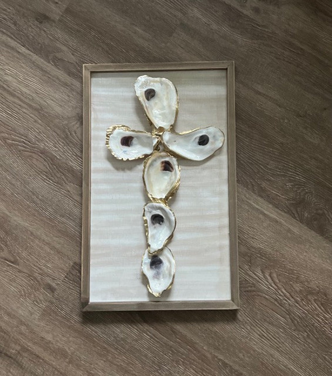 Oyster Shell Cross, Cross Shell Art, Gold Leafed Oyster Shells, Wall ...