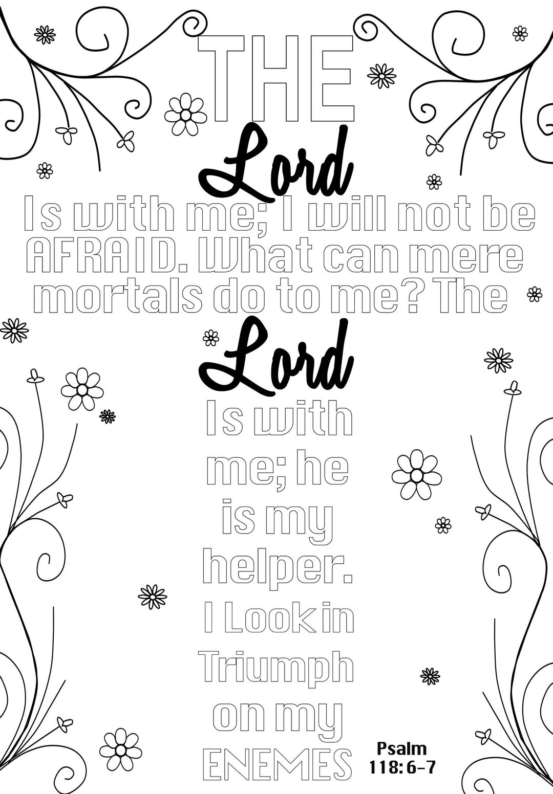 Psalms 118:6-7 Coloring Page - Etsy