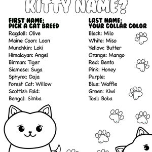 What is Your Kitty Name Printout - Etsy