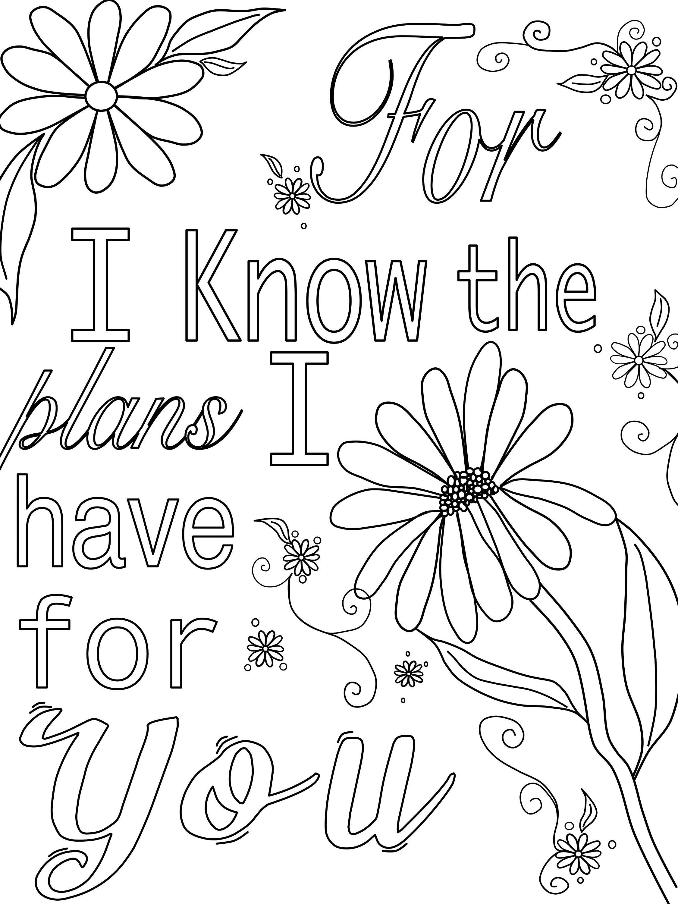 Christian Coloring Page - "for I Know the Plans I Have for You." - Etsy