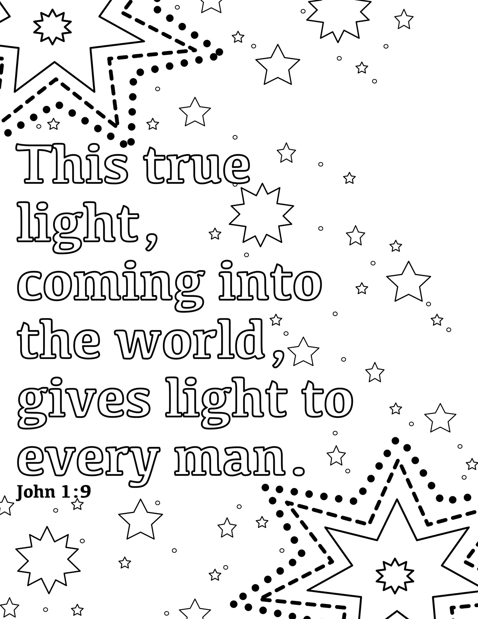 Religious Coloring Page Printout John 1:9 - Etsy