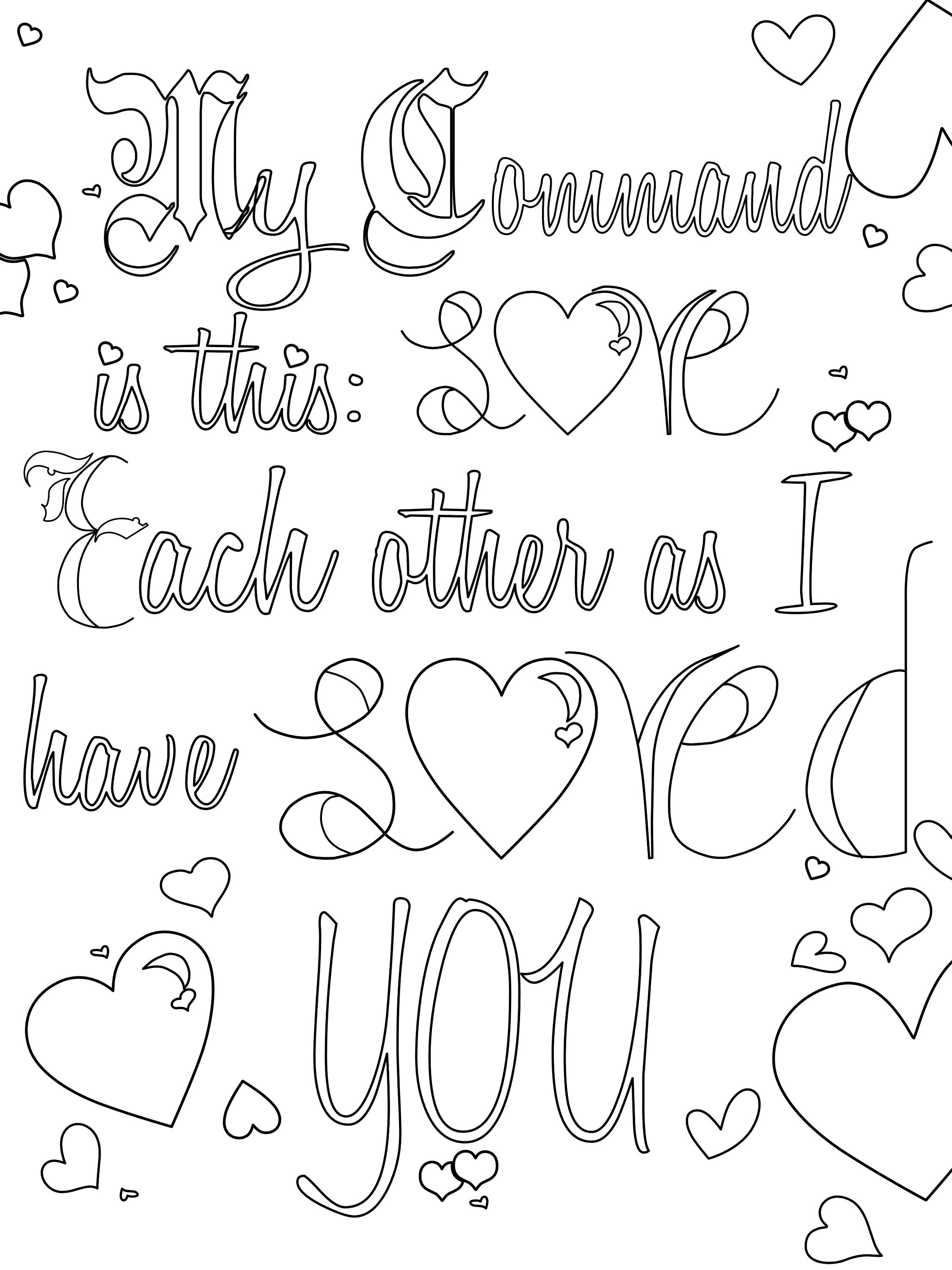 My Command is This: LOVE Each Other Coloring Page - Etsy