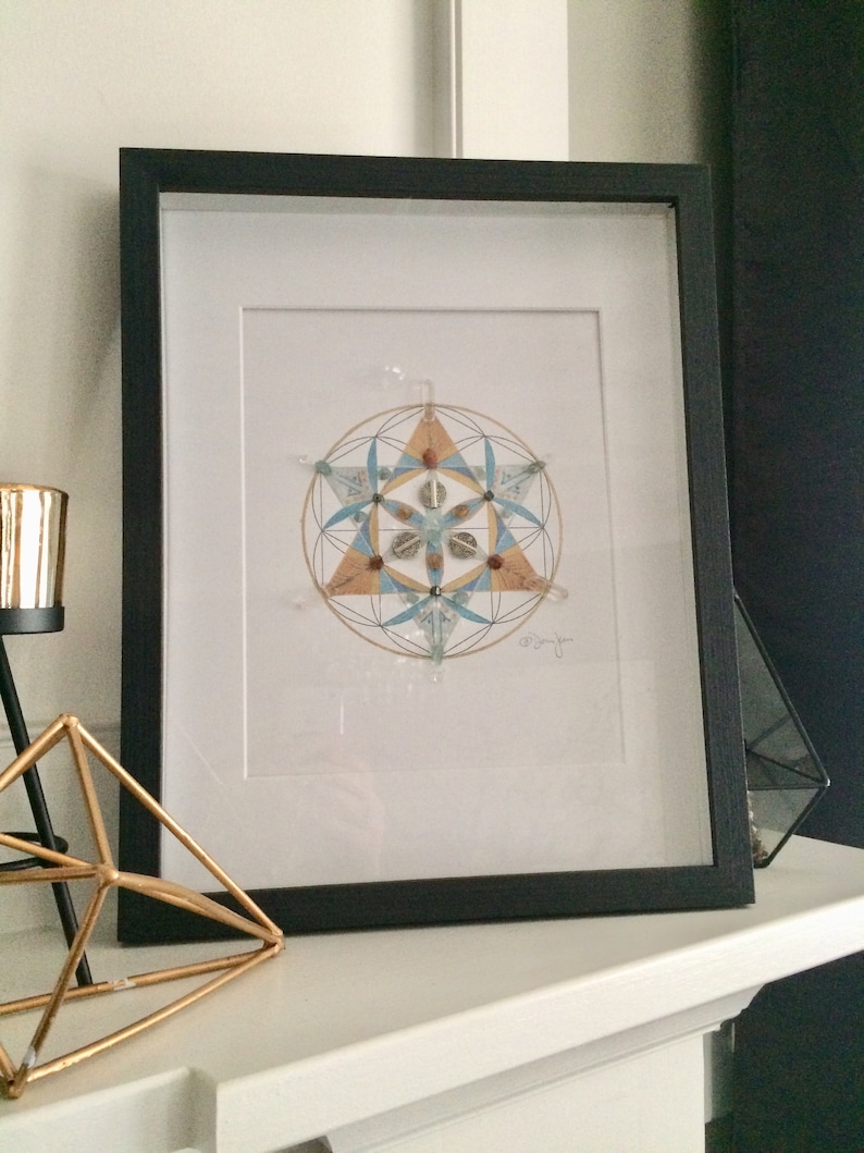 Light Code Transmission Sacred Geometry Crystal Grid Framed Art 11x14 ...