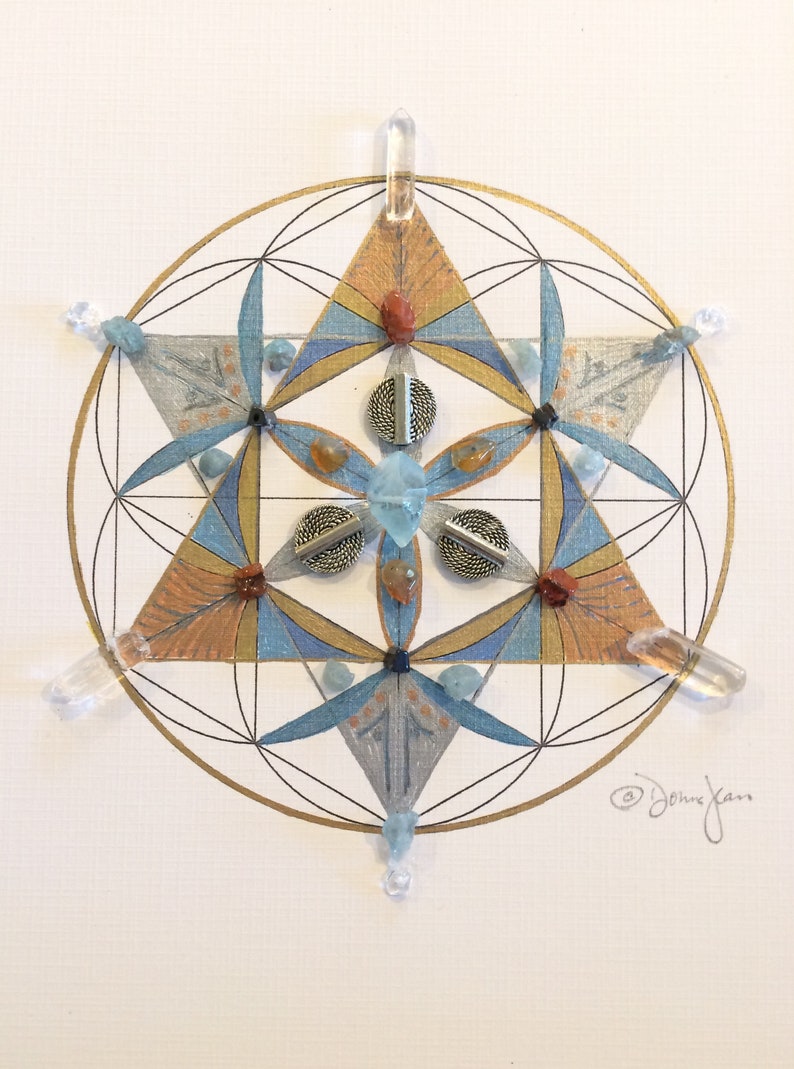 Light Code Transmission Sacred Geometry Crystal Grid Framed Art 11x14 ...