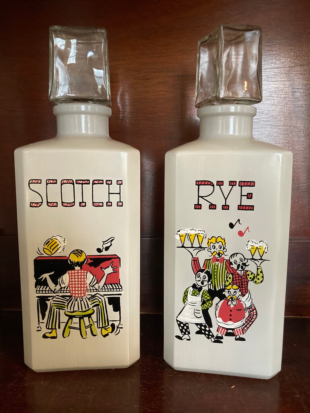 Vintage, Scotch, & Rye Decanter Bottles, 1950 Hand Painted, Barware ...