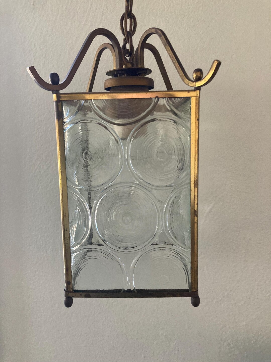 Vintage MCM Hanging Light Circular Glass - Etsy