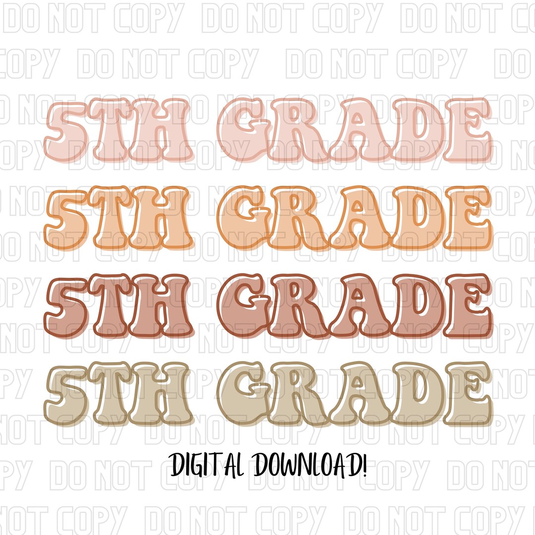 5th Grade PNG | 5th Grade | School PNG | Sublimation PNG | Grade Level ...