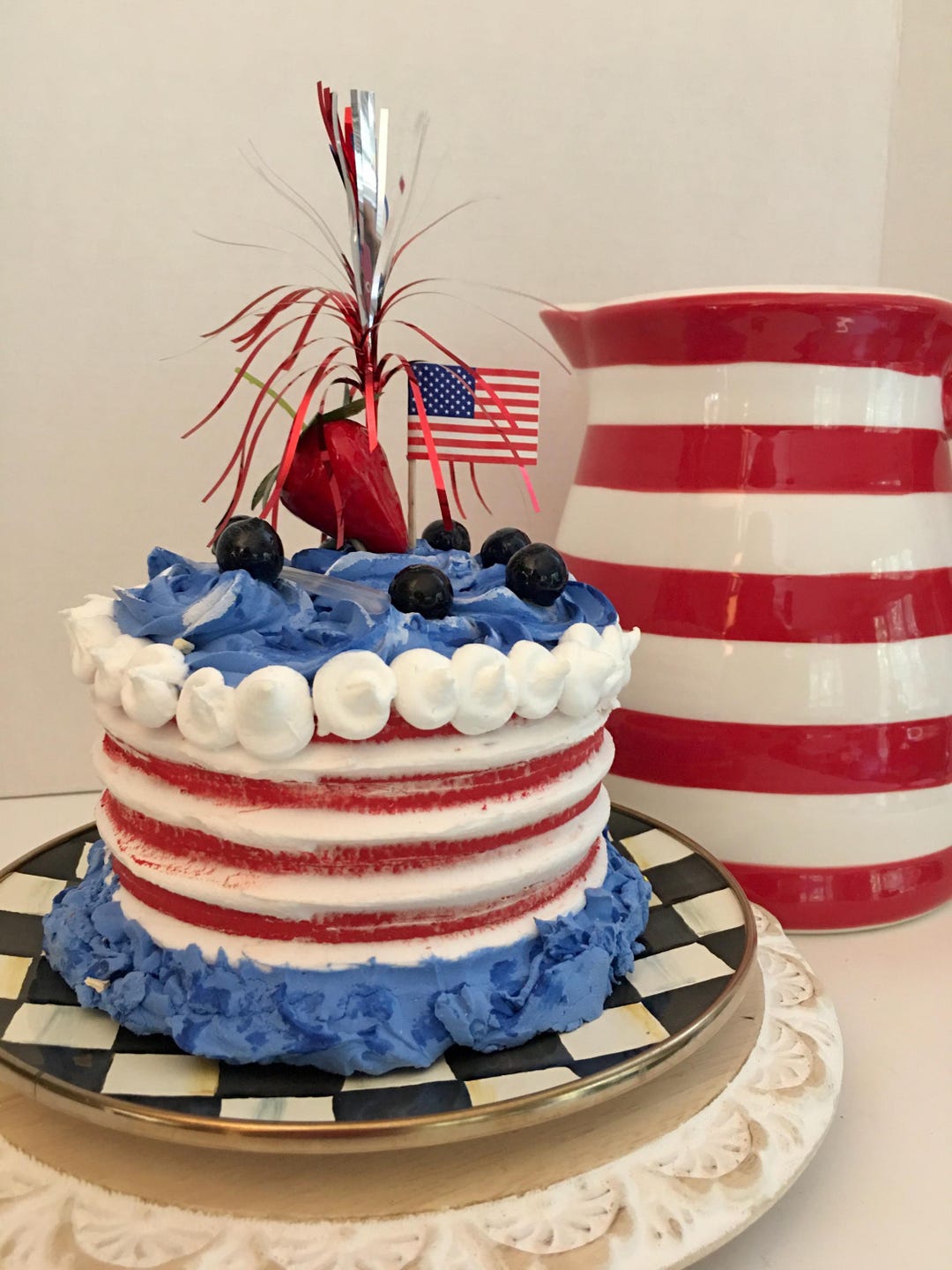 Faux Patriotic Cake / Prop Cake / Summer Faux Cake / Cake - Etsy
