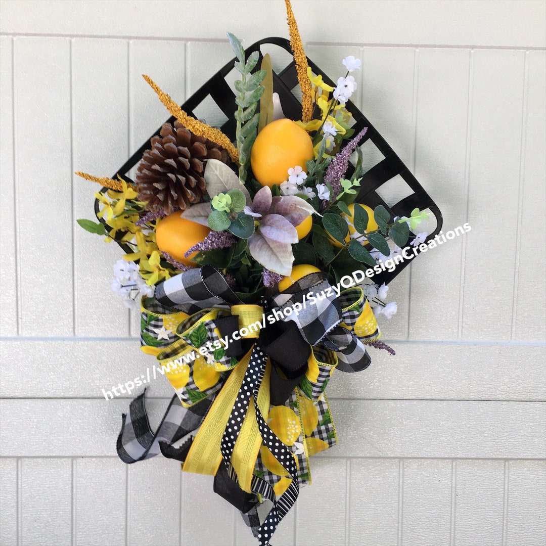 Lemon Decor, Lemon Tobacco Basket, Farmhouse Tobacco Basket, Lemon ...