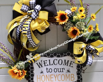 Welcome Bumble Bee Wreath - Etsy