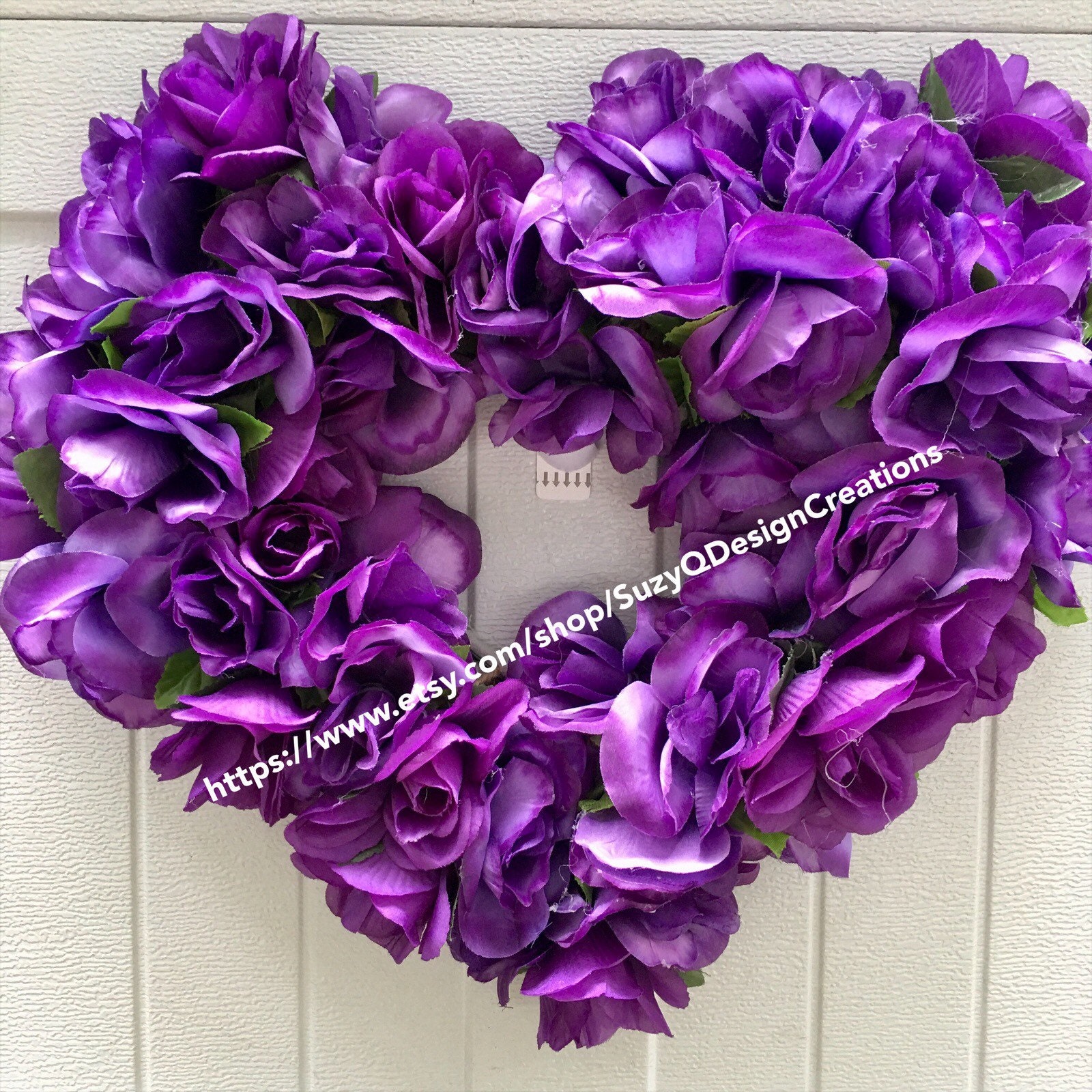 Purple Rose Heart Wreath, Victorian Rose Decor, Valentine Wreath ...