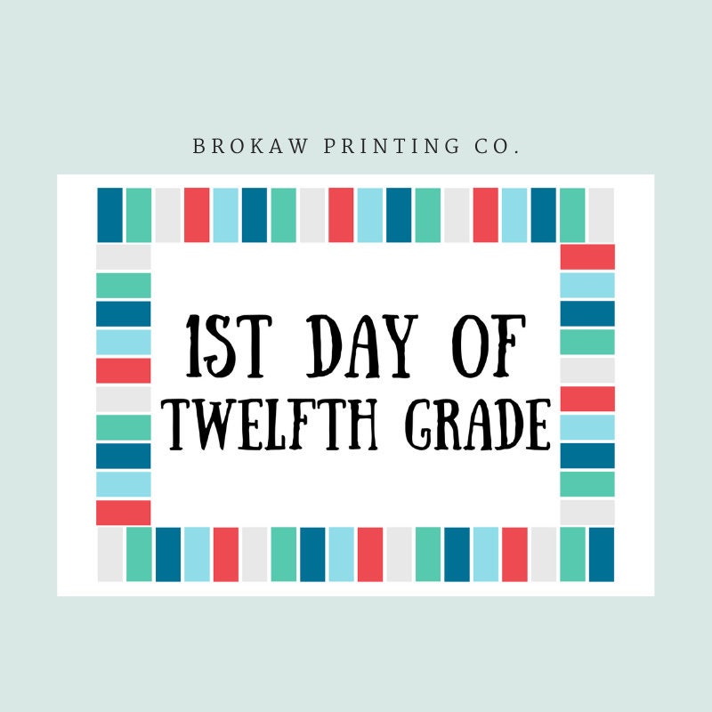 First Day of Twelfth Grade Sign Senior Year Sign Back to | Etsy