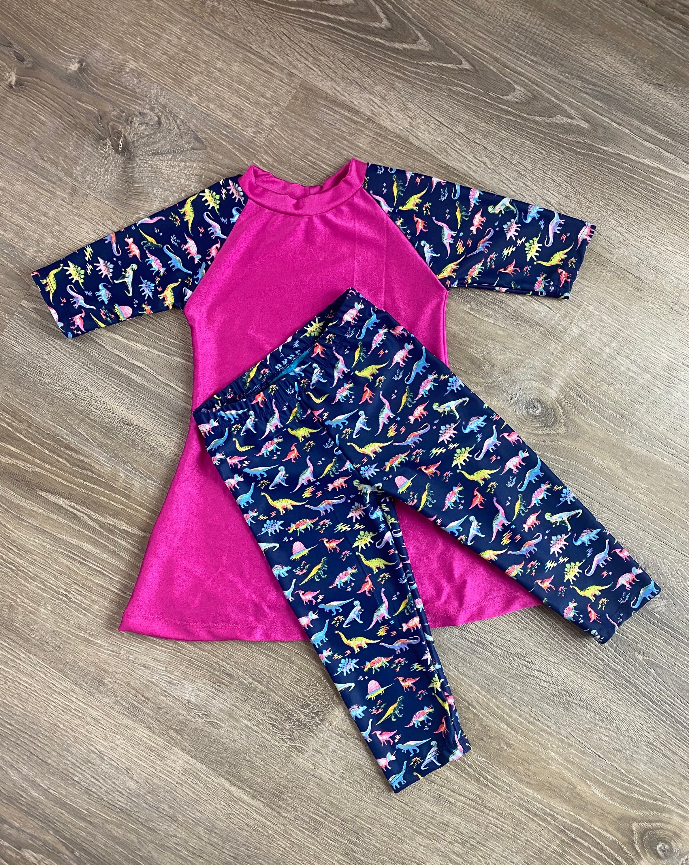 Girls Modest Swimwear, Swim Dress and Swim Legging With Dinos Size 4T ...