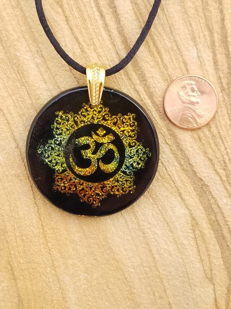 Dichroic Illusion Ohm Mandala Design Multicolor Circle Handmade Fused ...