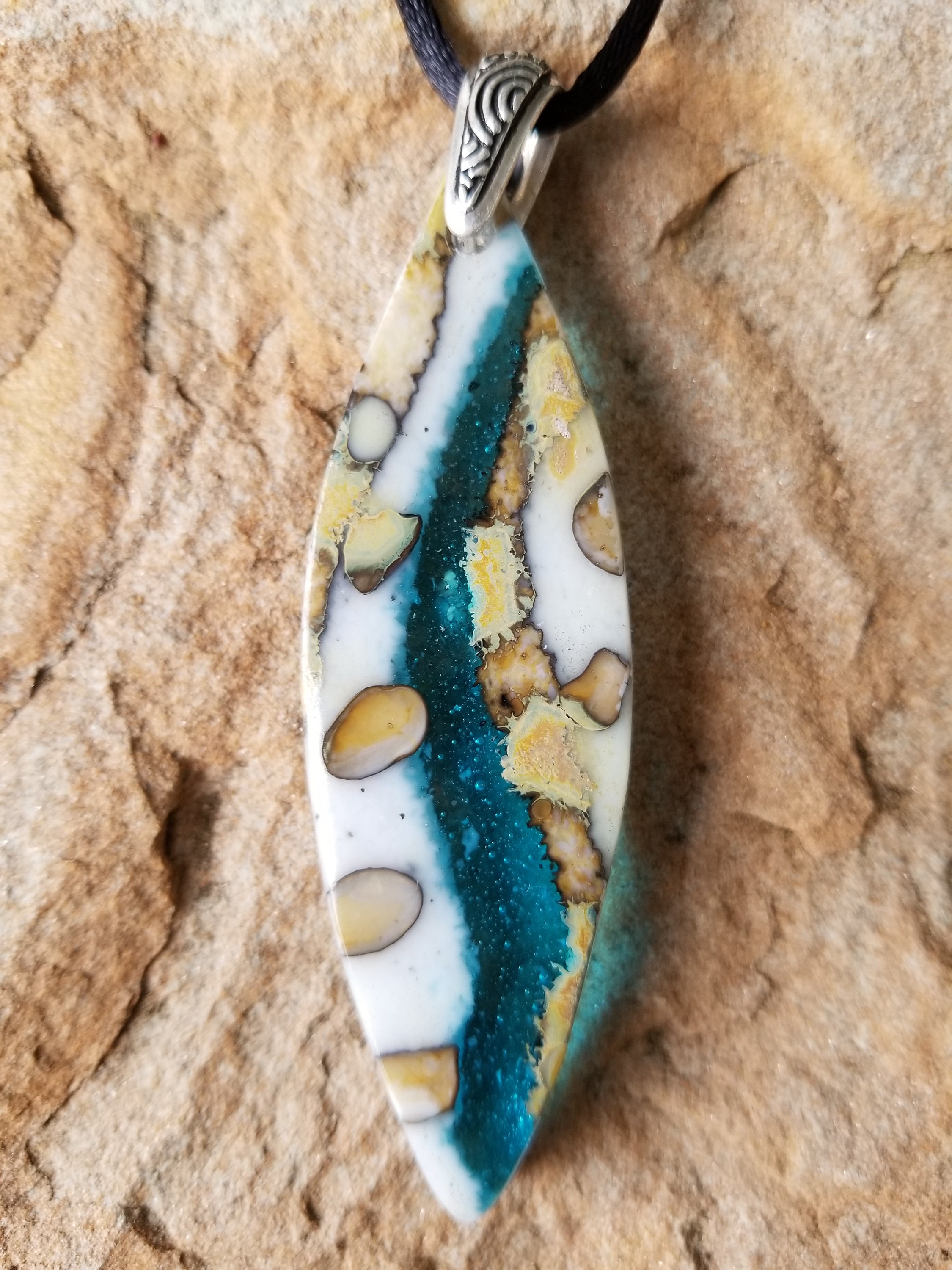 Stone Series Fused Glass Jewelry, Glass Pendant, Earth Tones, Neutral ...
