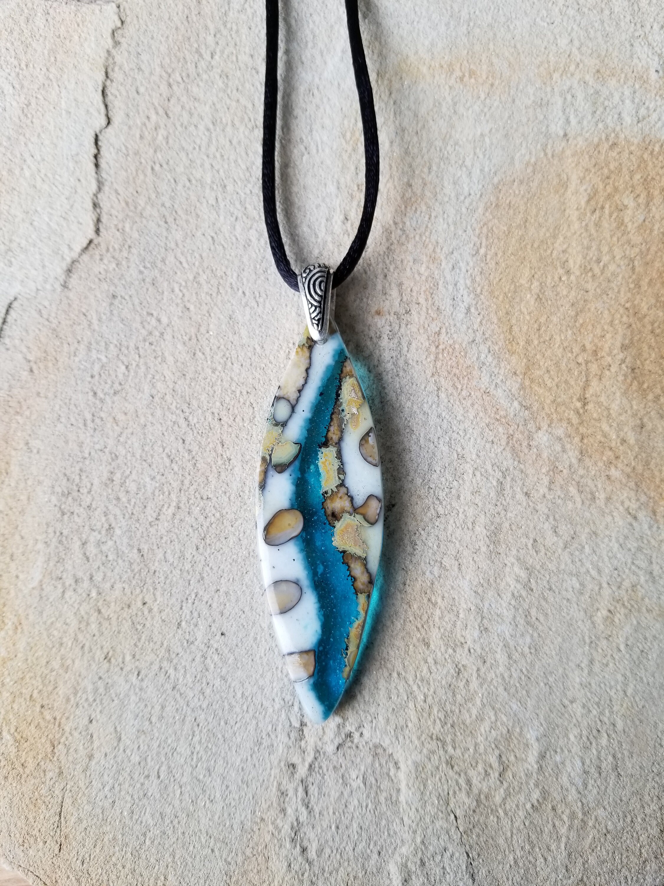 Stone Series Fused Glass Jewelry, Glass Pendant, Earth Tones, Neutral ...