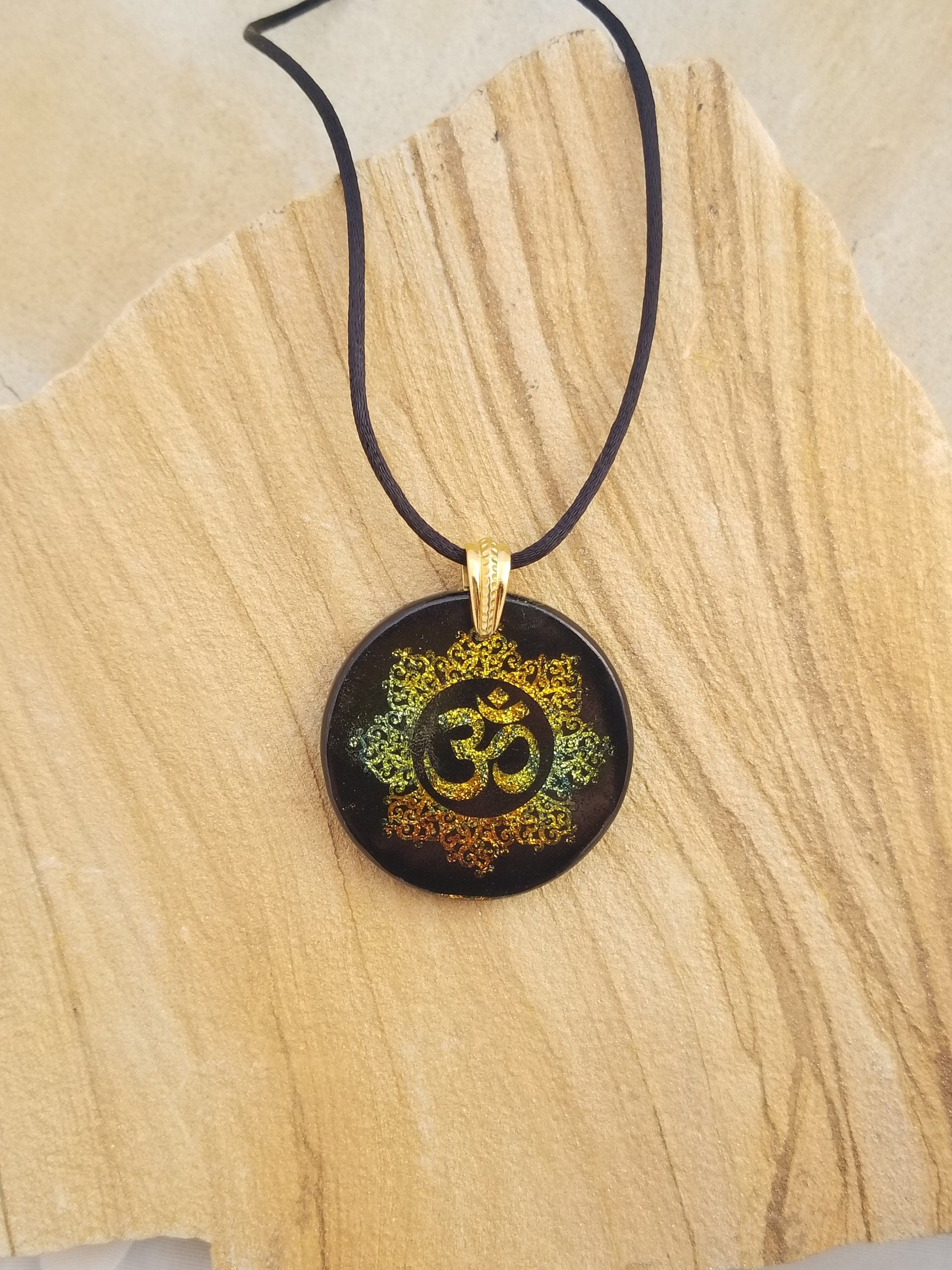 Dichroic Illusion Ohm Mandala Design Multicolor Circle Handmade Fused ...