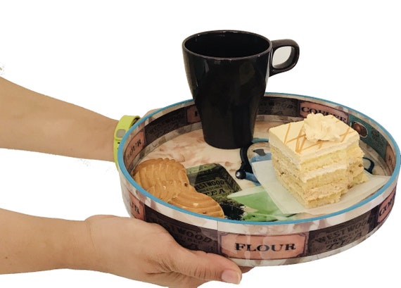 Tea Party High Tea Snack Wooden Serving Tray Snack Plate Round - Etsy