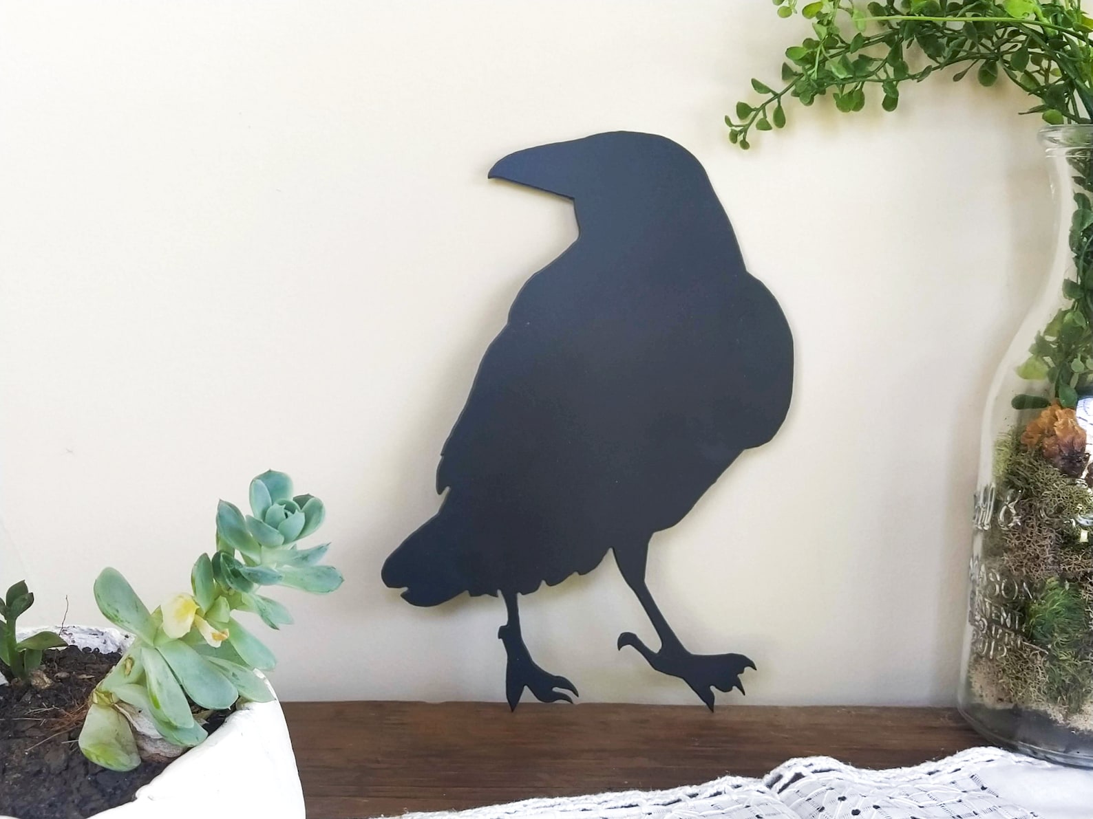 Crow Metal Wall Art Raven Metal Sign Raven Miniature Crow - Etsy