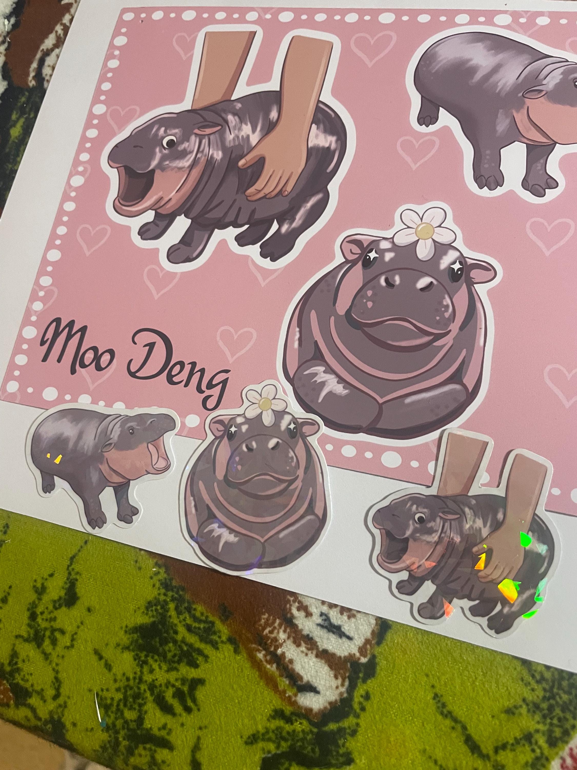 Moo Deng Print & Stickers - Etsy