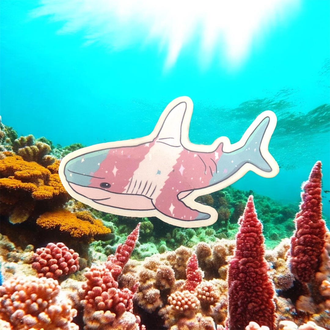 Trans Shark Plush Sticker - Etsy