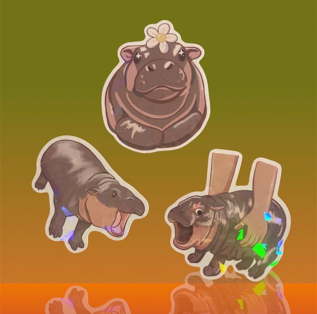 Moo Deng Stickers - Etsy