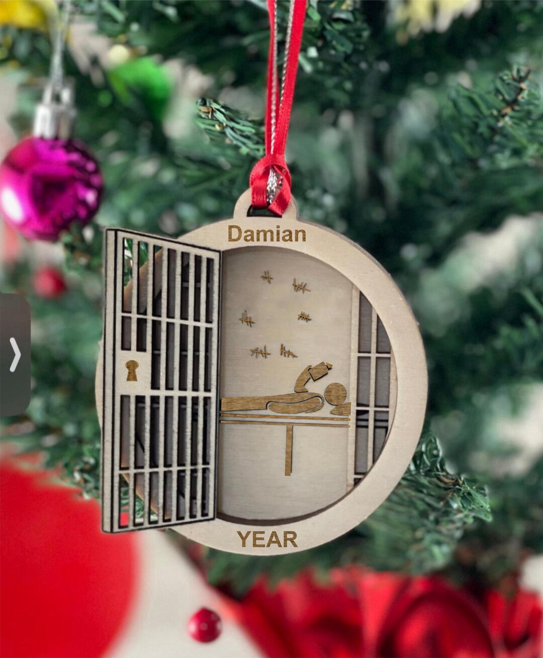 Personalized Jail Ornament: Custom Birch Wood Gag Gift - Etsy