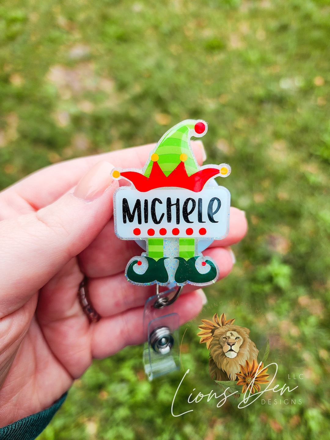Personalized Christmas Elf Name Tag Interchangeable Badge Reel - Etsy