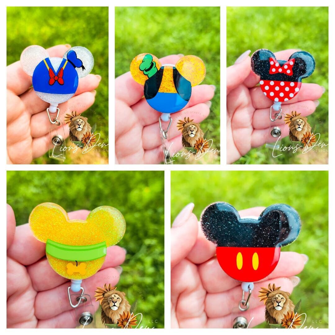 Mouse Shaped Interchangeable Badge Reel Mickey Mouse Inspired - Etsy