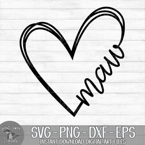 Maw Heart Instant Digital Download Svg, Png, Dxf, and Eps Files ...