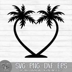 Palm Tree Heart - Instant Digital Download - Svg, Png, Dxf, and Eps ...