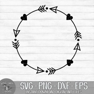 Heart & Arrow Wreath - Instant Digital Download - Svg, Png, Dxf, and ...