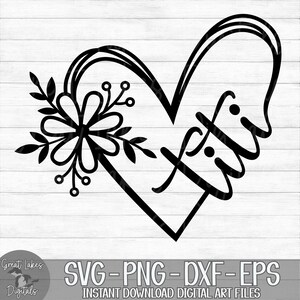 Titi Flower Heart Instant Digital Download Svg Png Dxf - Etsy