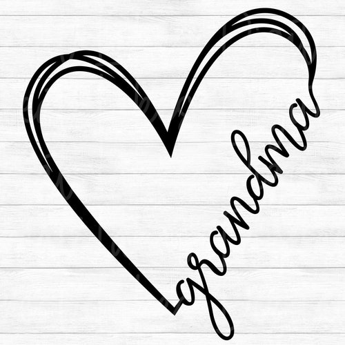 Grandma Heart Instant Digital Download Svg Png Dxf and - Etsy