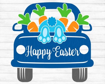 Bunny Truck Easter PNG SVG - Etsy