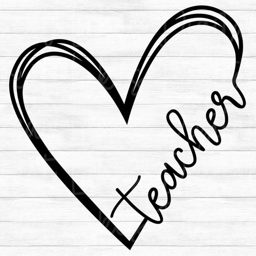 Teacher Heart Instant Digital Download Svg Png Dxf and - Etsy