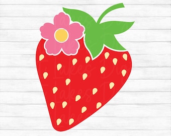 Strawberry With Flower Svg - Etsy
