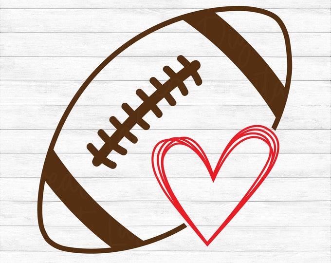 Football With Heart Instant Digital Download Svg, Png, Dxf, and Eps ...