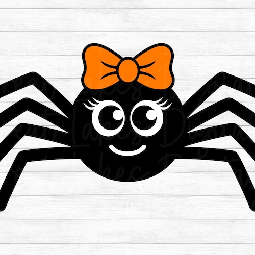 Girl Spider Svg Halloween Cut Files Cute Spider With Bow - Etsy