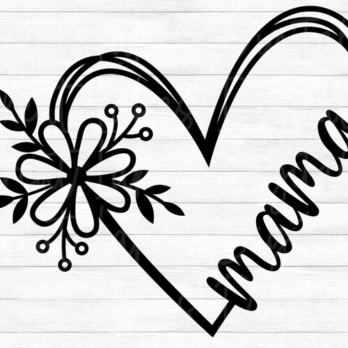 Mom Floral Heart With Flowers Mother's Day SVG Dxf - Etsy