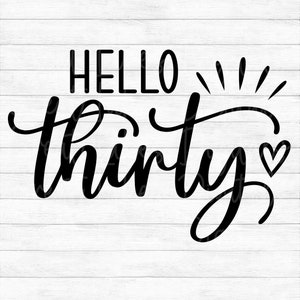 Hello Thirty, 30th Birthday - Instant Digital Download - Svg, Png, Dxf ...