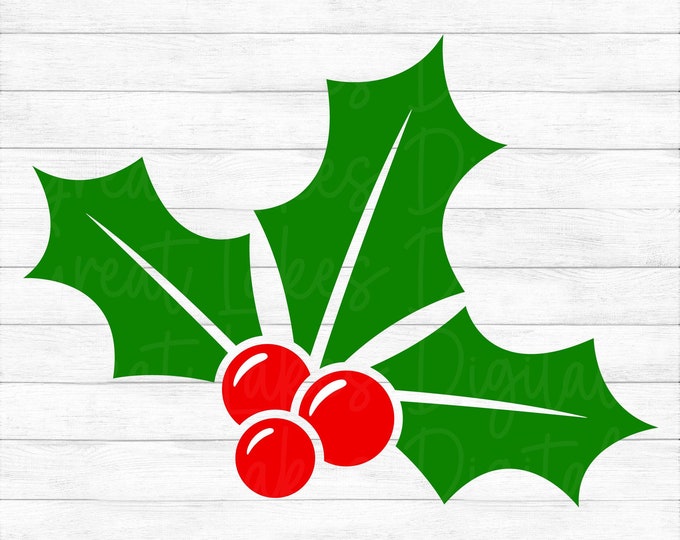 Holly Outline SVG PNG Dxf, December Birth Flower SVG, Christmas Berry ...