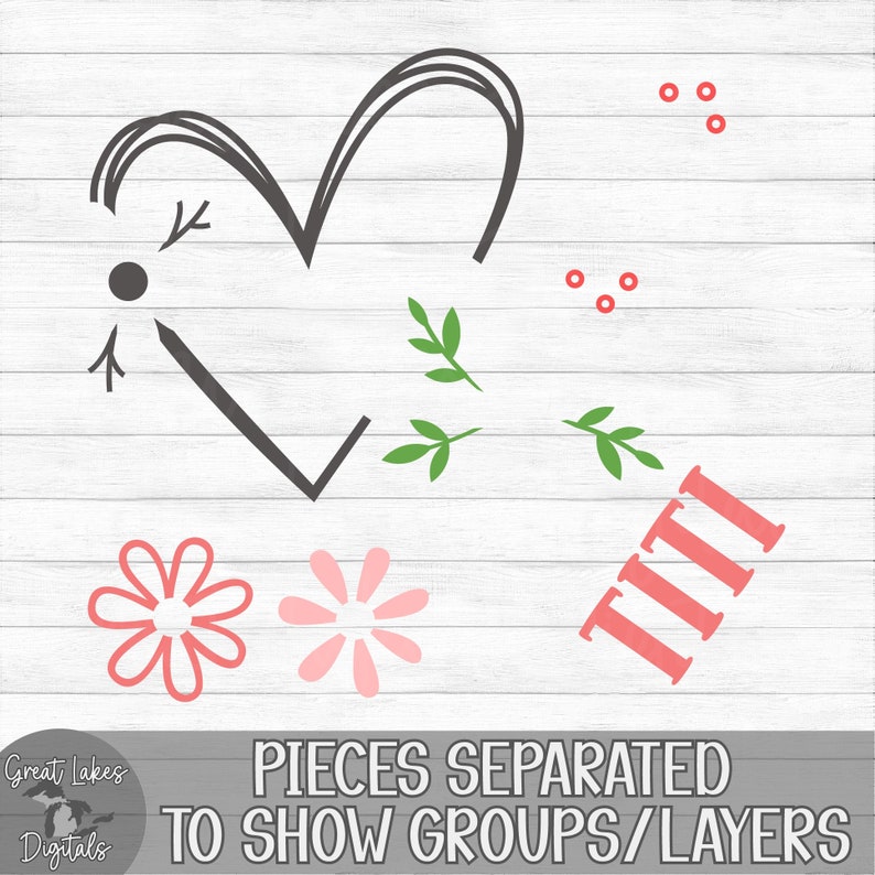 Titi Flower Heart Instant Digital Download Svg Png Dxf - Etsy