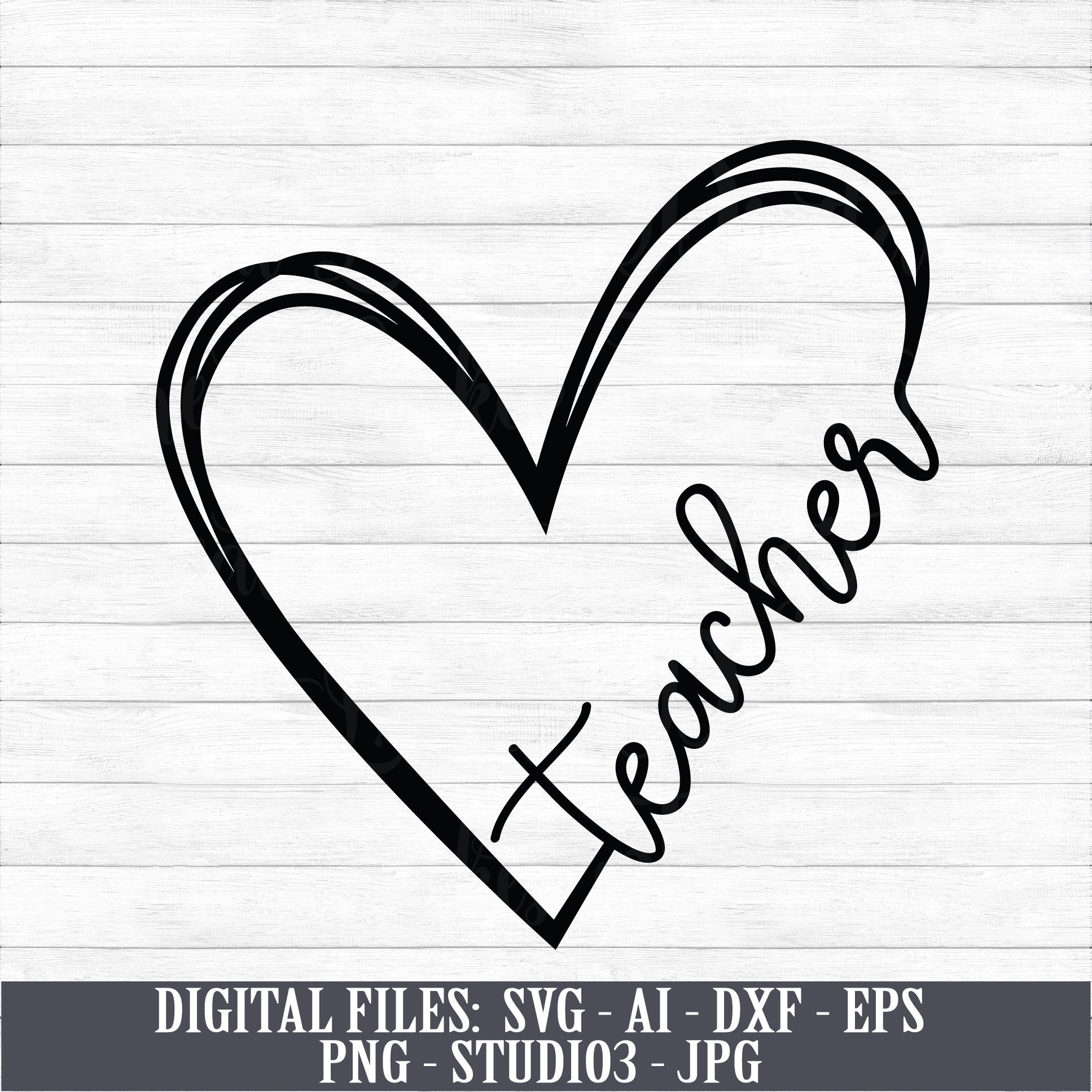 Teacher Heart Instant Digital Download Svg Ai Dxf Eps | Etsy