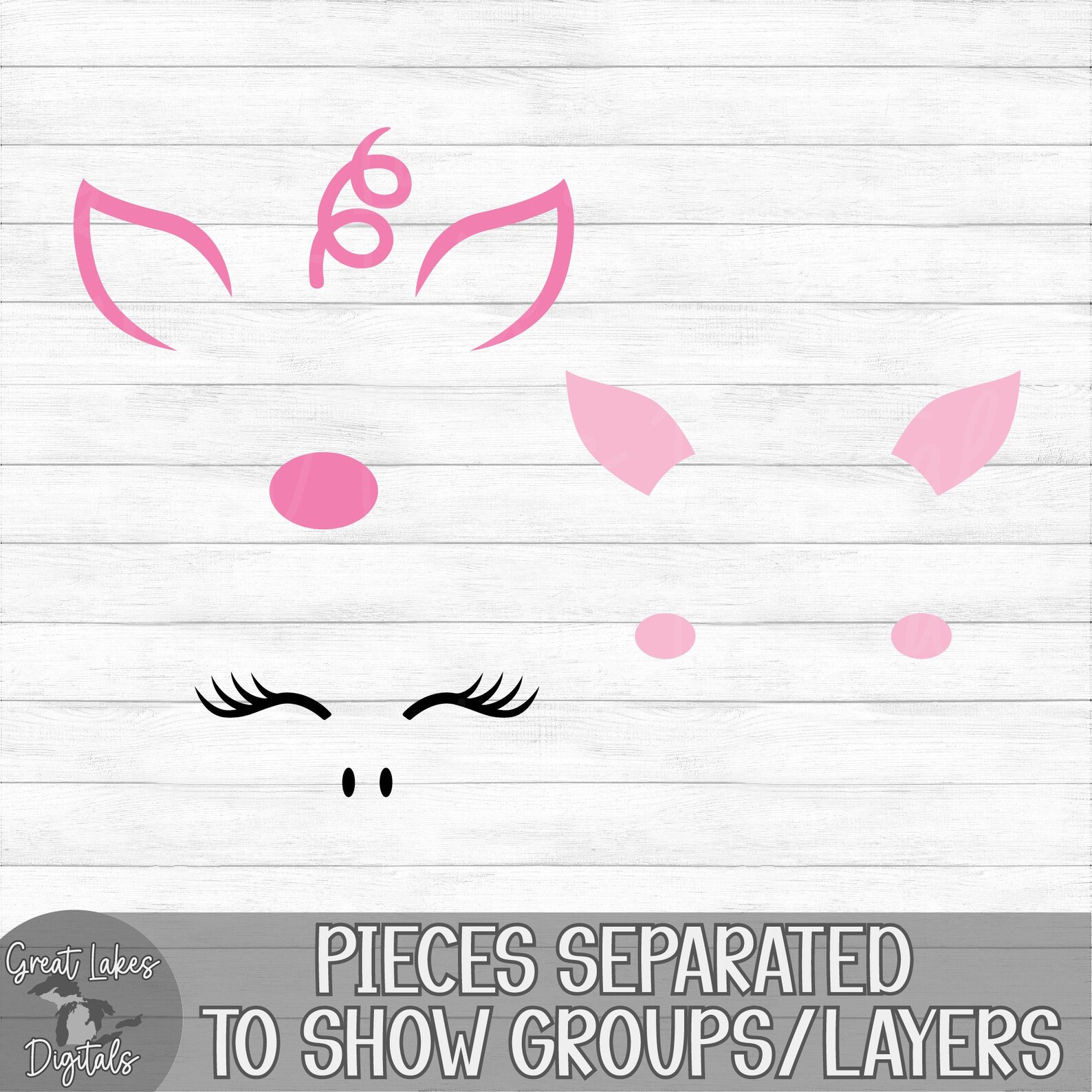 Pig Face - Instant Digital Download - Svg, Png, Dxf, and Eps Files ...