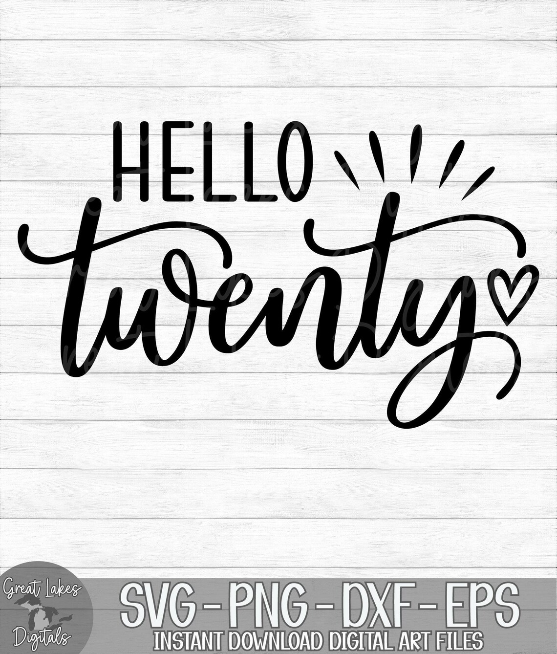 Hello Twenty, 20th Birthday - Instant Digital Download - Svg, Png, Dxf ...