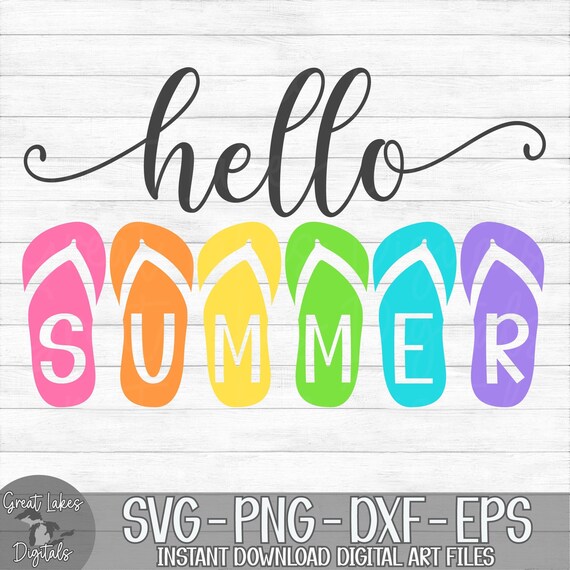 Hello Summer Sandals Flip Flops Instant Digital Download - Etsy